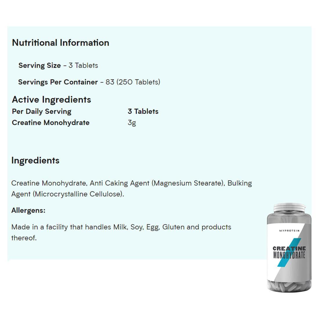 MyProtein Creatine Monohydrate 250 Tablets