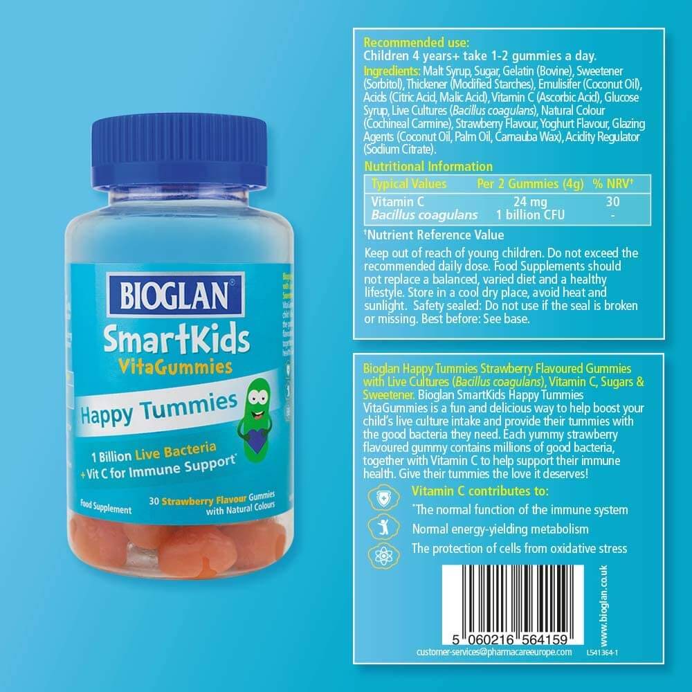 Bioglan SmartKids Happy Tummies 30 Gummies