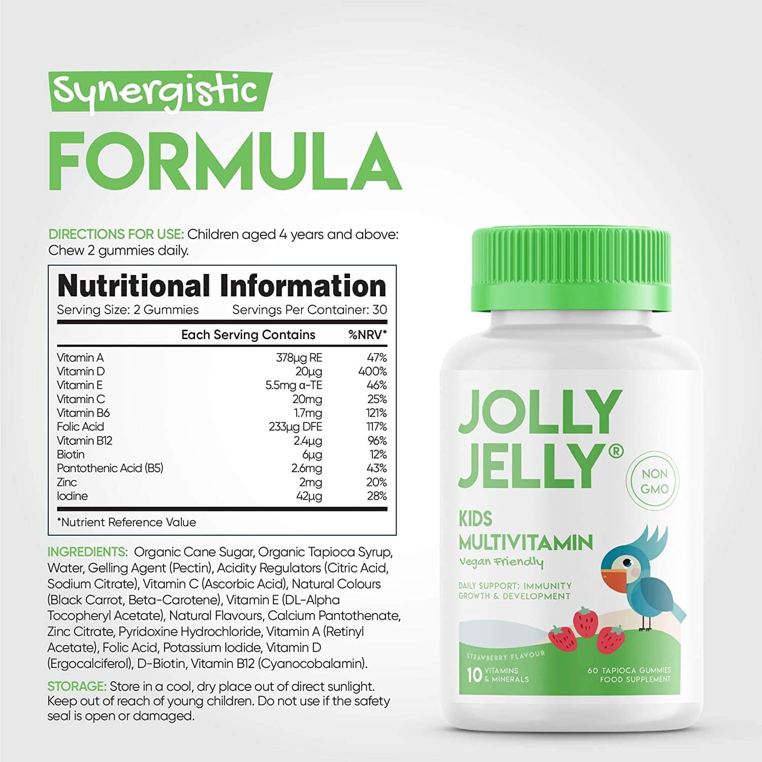 Jolly Jelly Multivitamins & Minerals For Kids Strawberry 60 Gummies