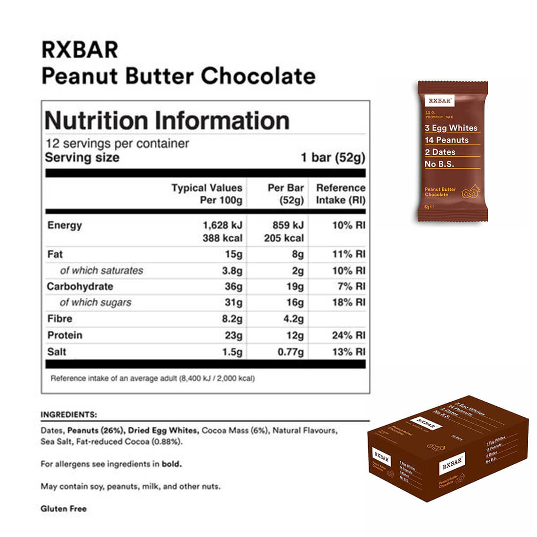 RXBAR protein bar 12X52G