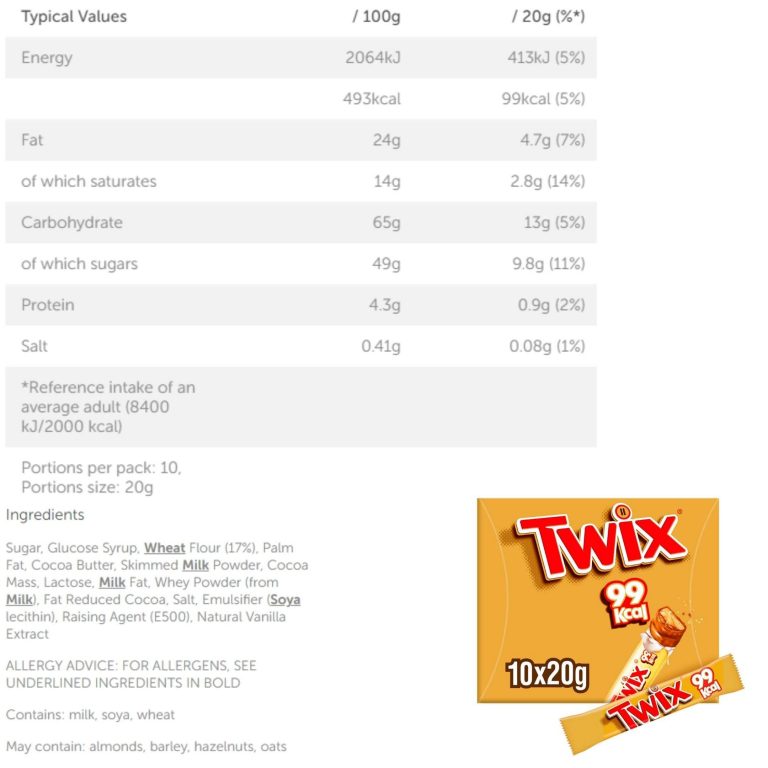 Twix Low Calorie Snack Bars10x20g