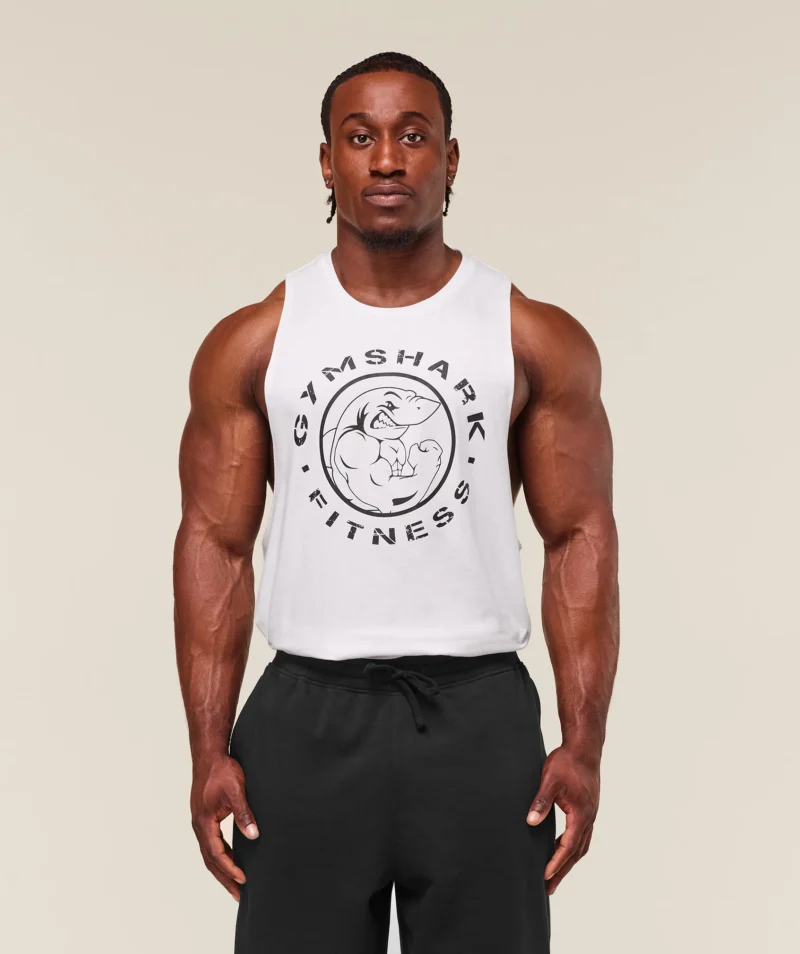 Gymshark Legacy Drop Arm Tank White Outlet